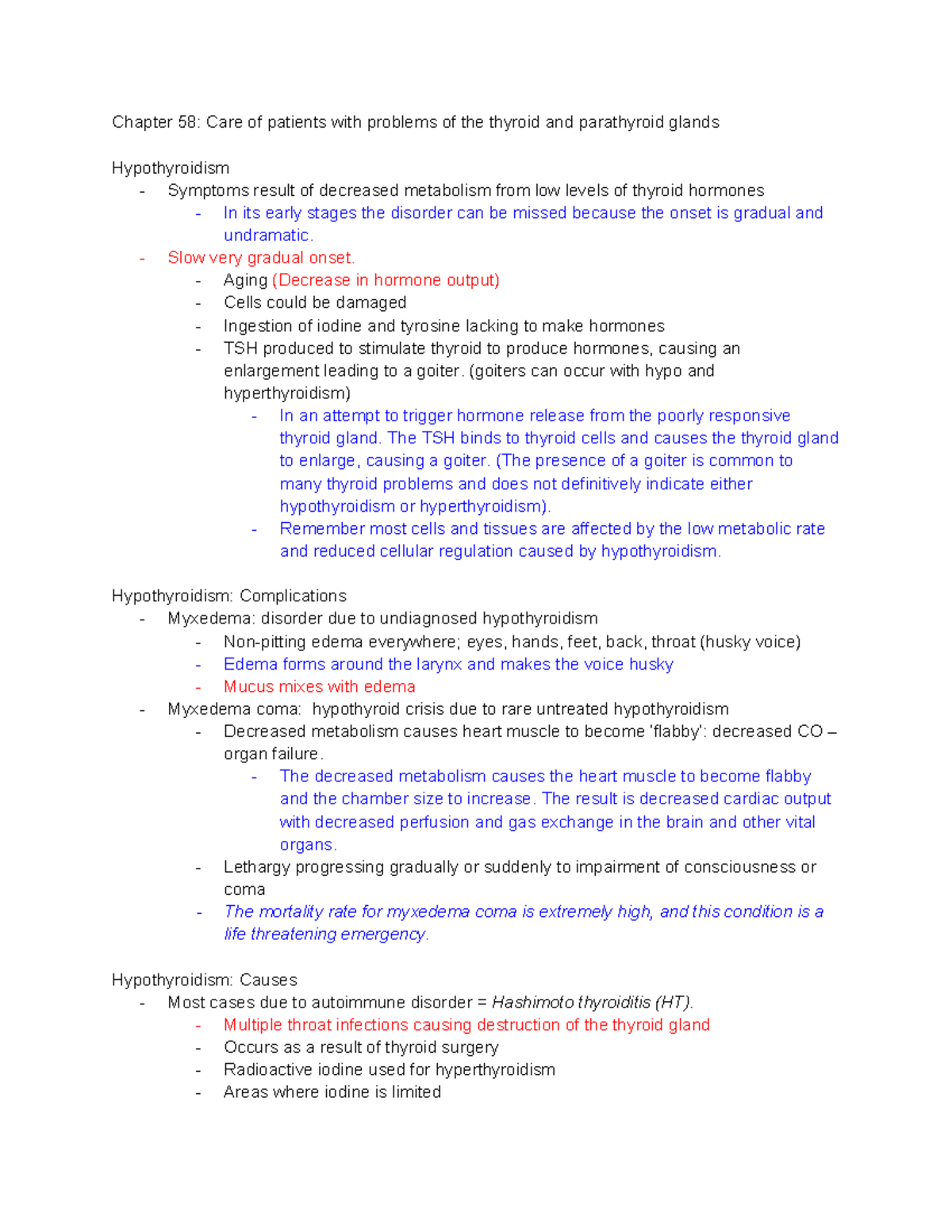 Chapter 58: Care of patients with problems of the thyroid and ...