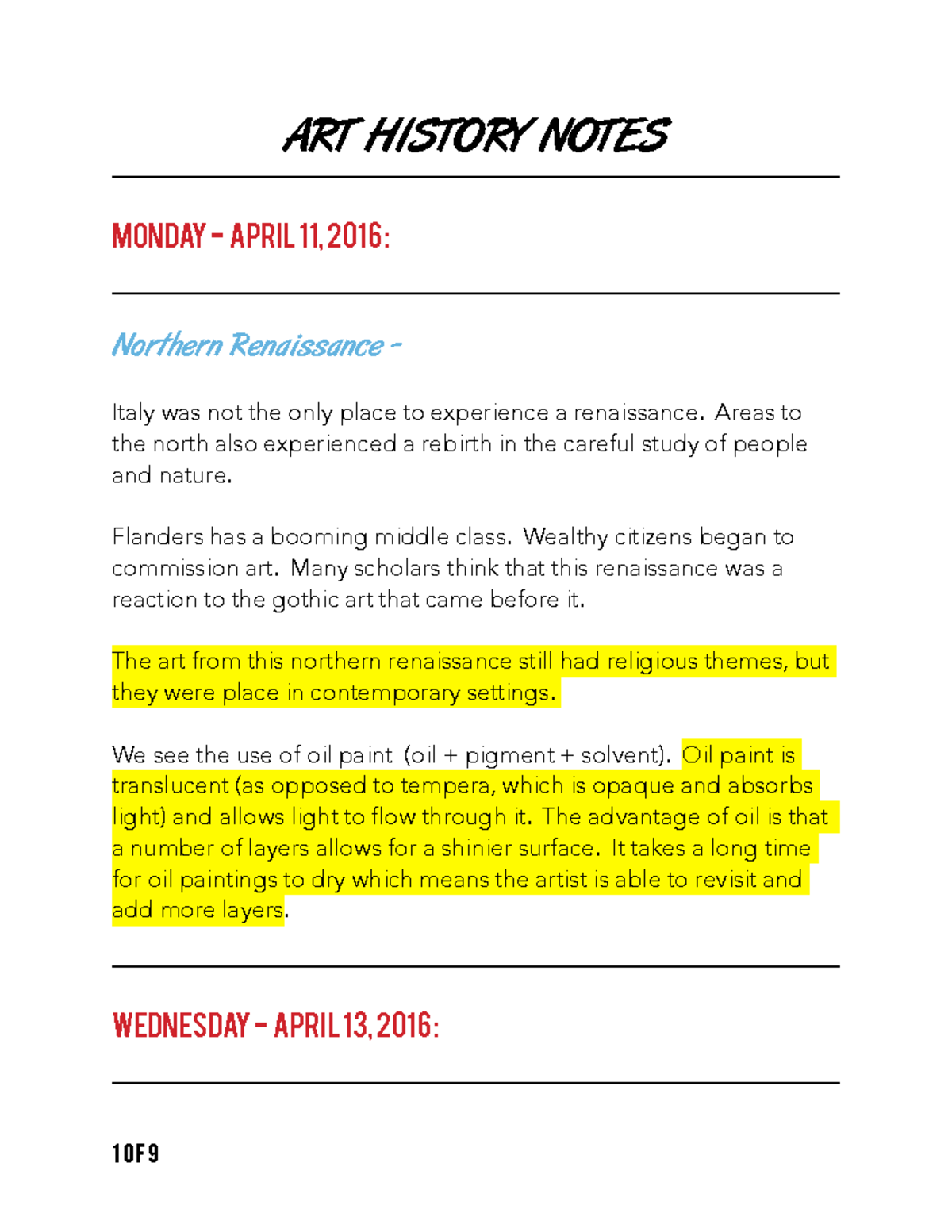 Art History - The Northern Renaissance - ART HISTORY NOTES Monday April ...