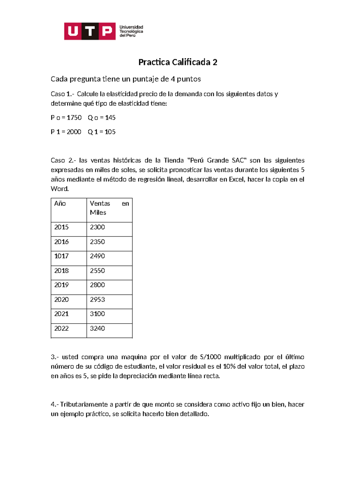 2082605945 Practica Calificada 2 - Practica Calificada 2 Cada pregunta ...