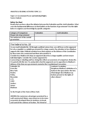 Analytical Reading Activity Topic 1 3 Student v3 - AP United States ...