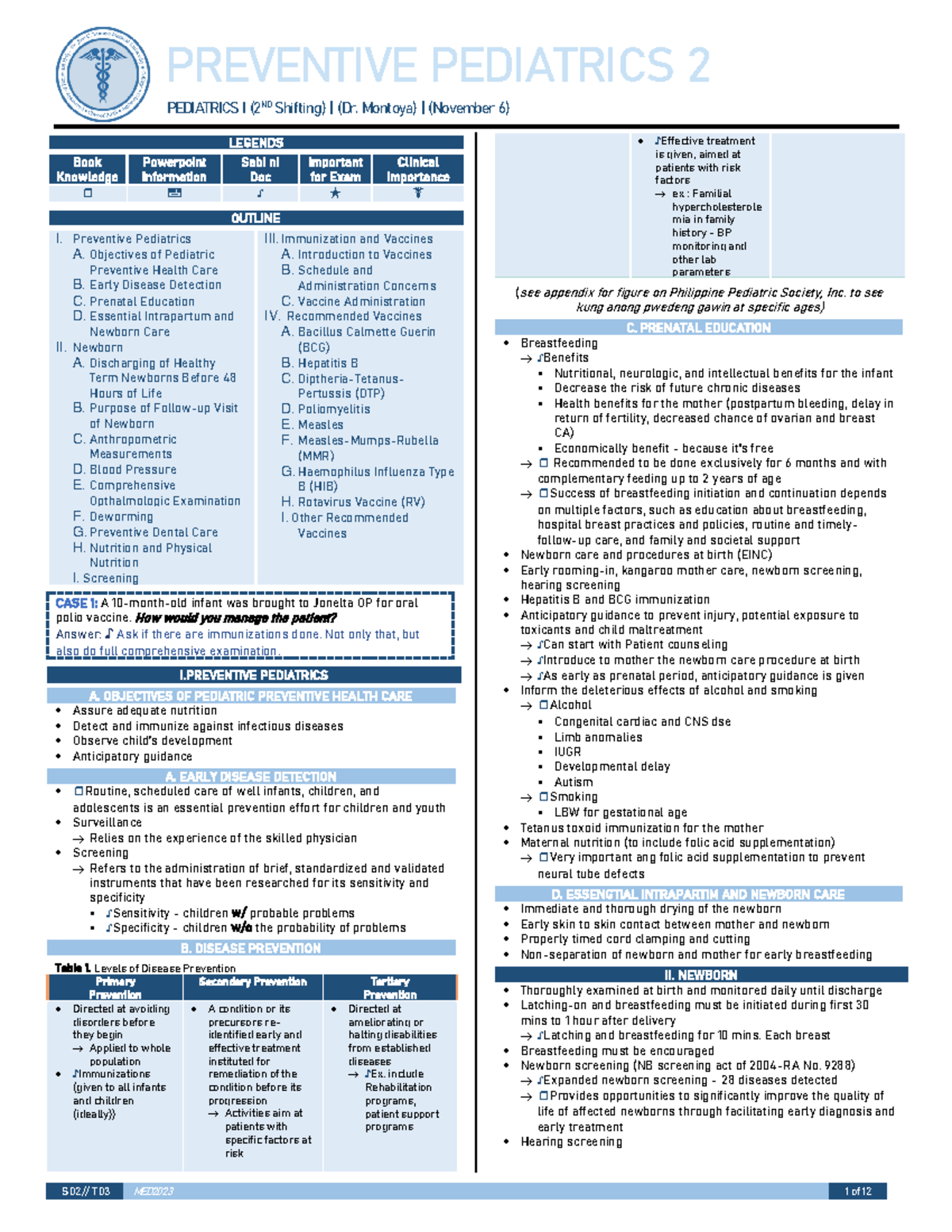 Preventive Pediatrics 2 - S 02 // T 03 MED2023 1 of 12 LEGENDS Book ...
