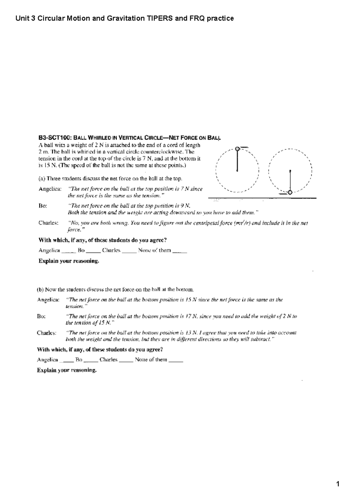Unit 3 Circular Motion and Gravitation Tipers and FRQ practice - Studocu