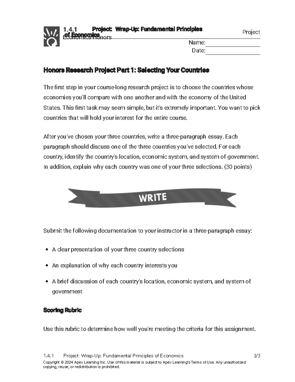 1.4.1 Project - Wrap-Up Fundamental Principles of Economics (Project ...