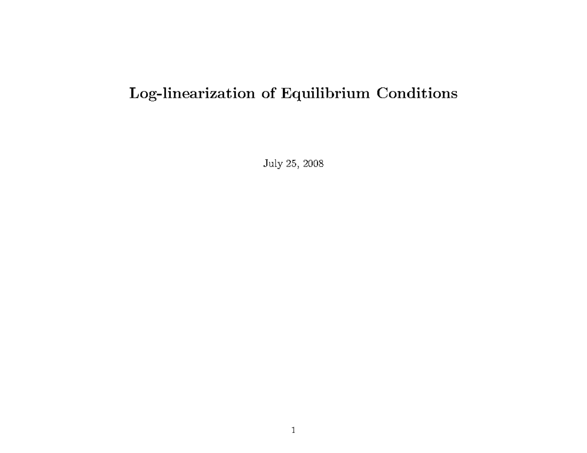 Log linearizaci n de modelos DSGE - Log-linearization of Equilibrium ...