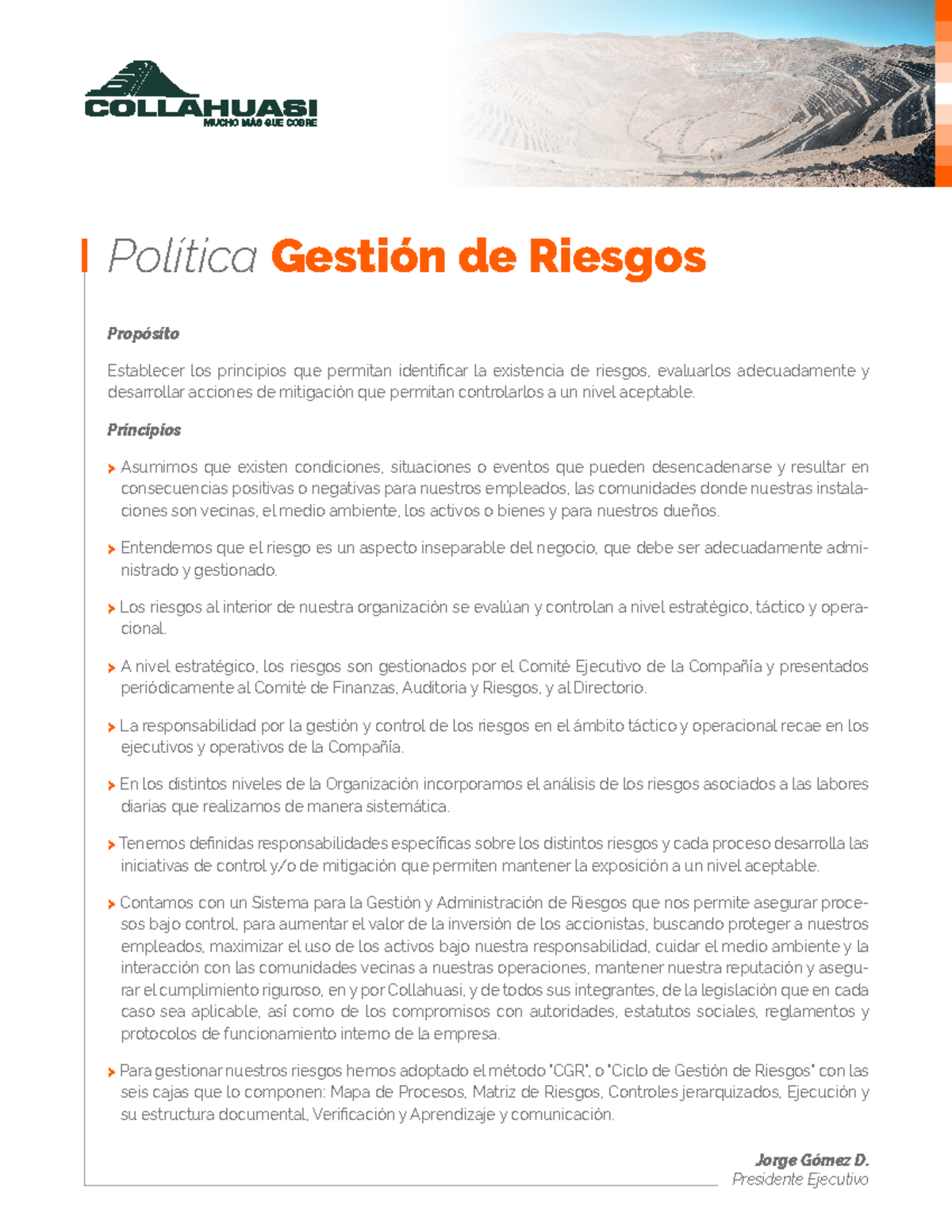 Politica de gestion de riesgos cmdic - Propósito Establecer los ...