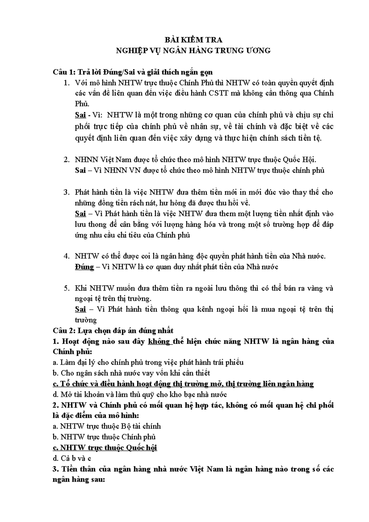 BÀI KIỂM TRA số 1 - bài tập thực hành - BÀI KIỂM TRA NGHIỆP VỤ NGÂN ...