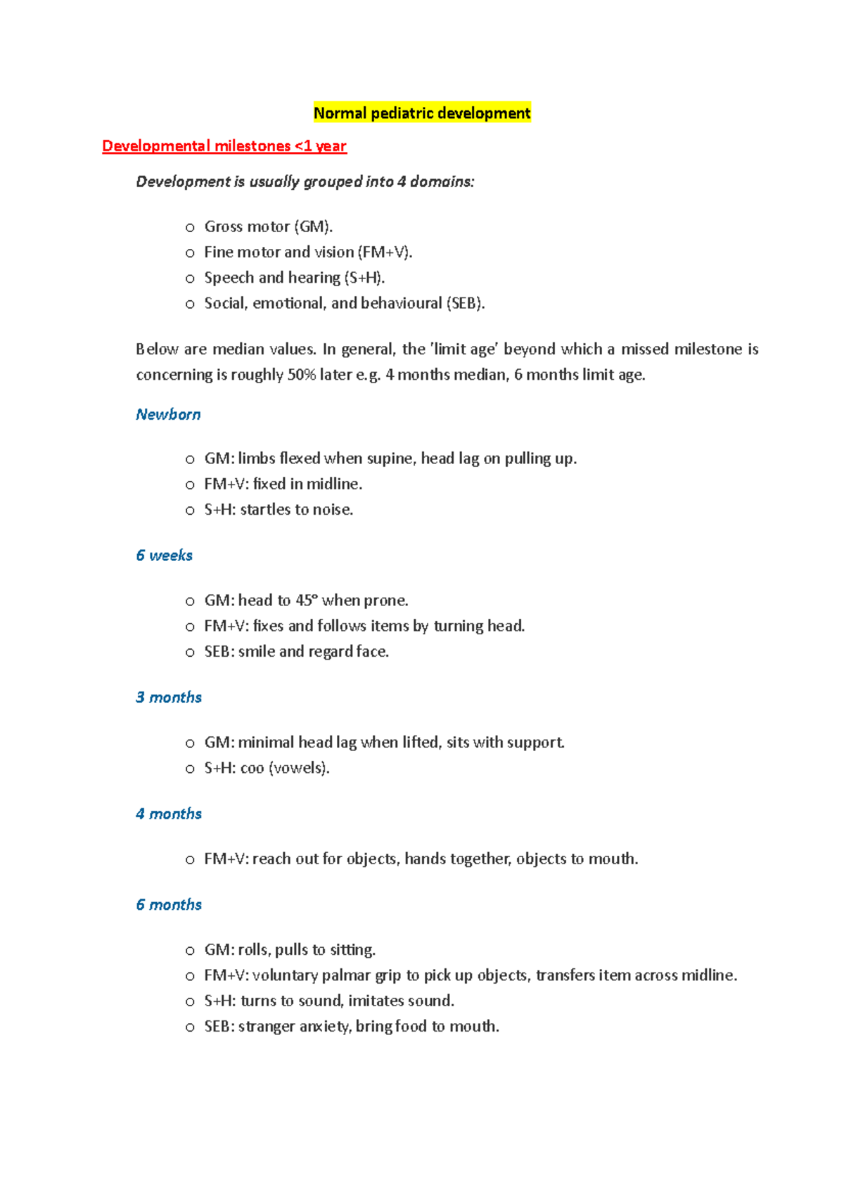 Paediatric Development - Normal pediatric development Developmental ...