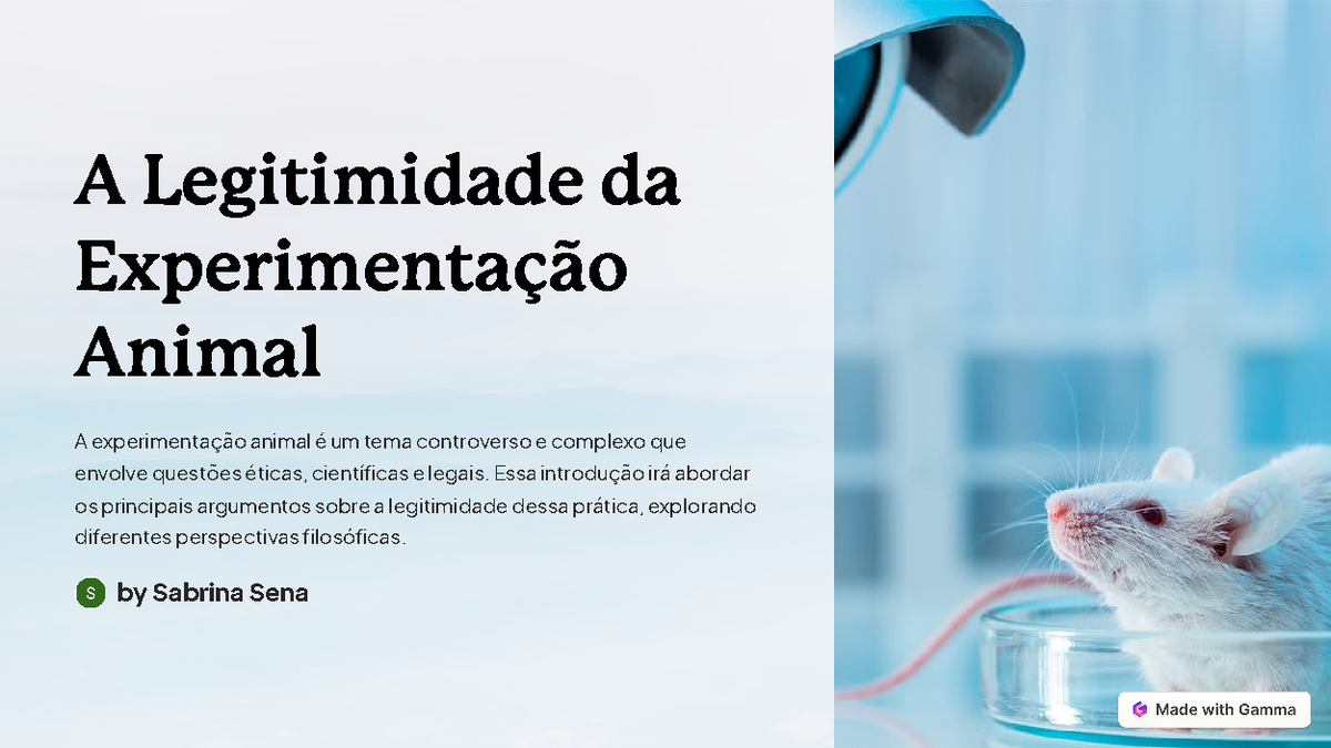 Filosofia animais - hjannana - A Legitimidade da Experimentação Animal ...