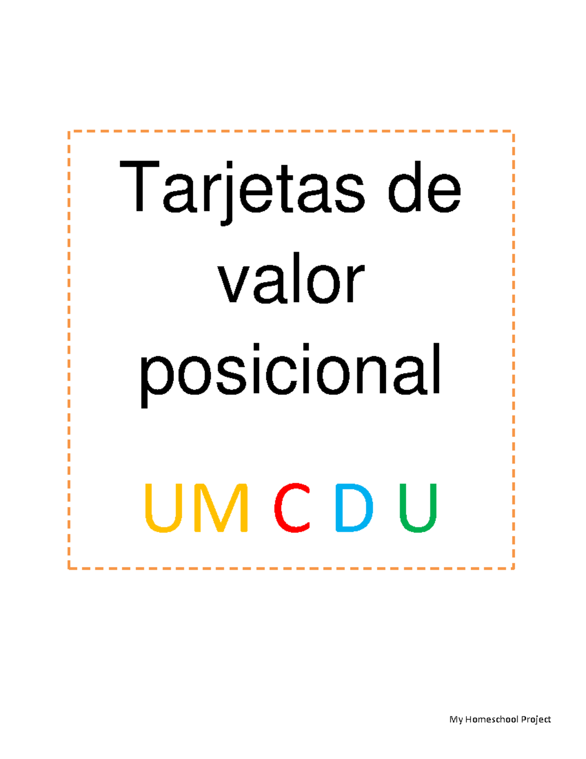 Tarjetas de valor posicional - My Homeschool Project - Tarjetas de ...