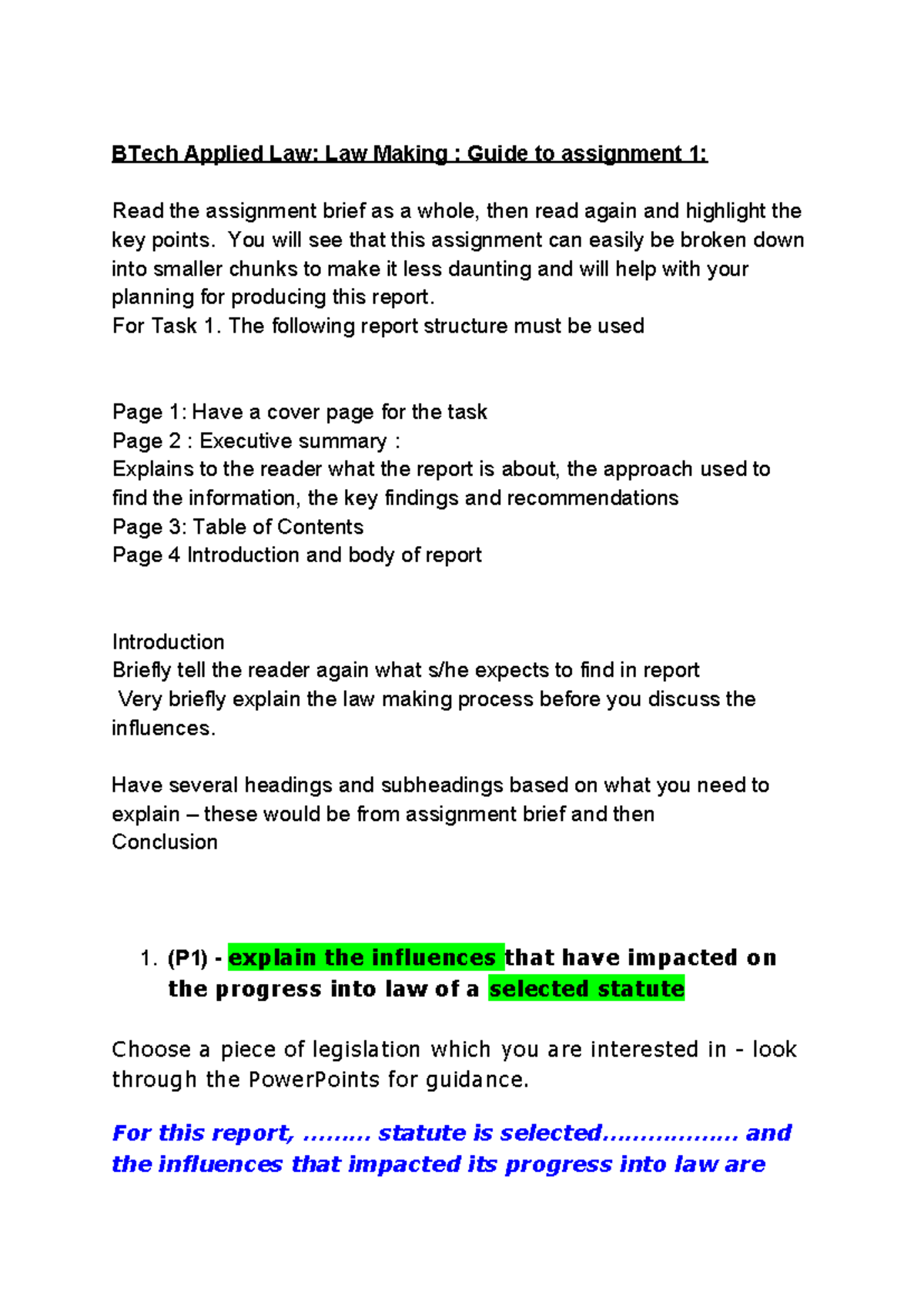 Btech Applied LAW ssignment 1 Guidance Notes - BTech Applied Law: Law ...