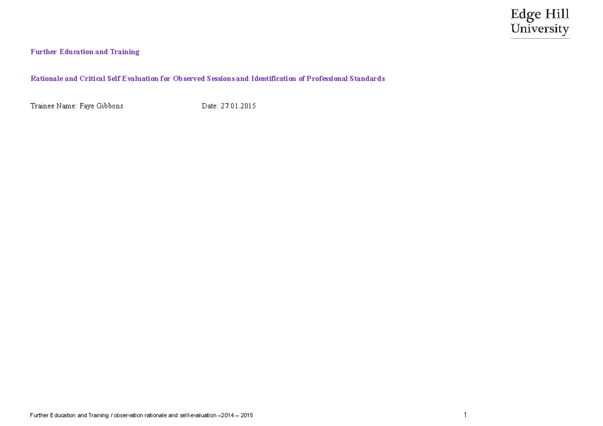 Rationale 4 - Further Education and Training Rationale and Critical ...