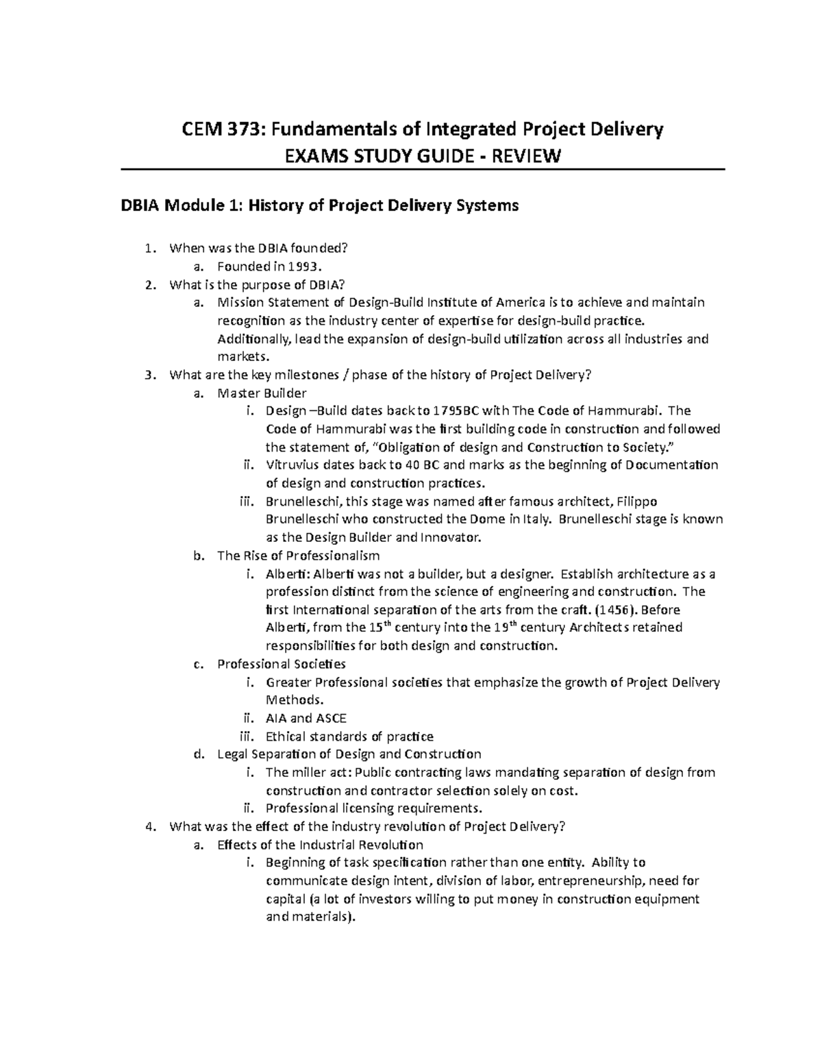 Exams Study Guide Review Fall 2019 09 - CEM 373: Fundamentals of ...