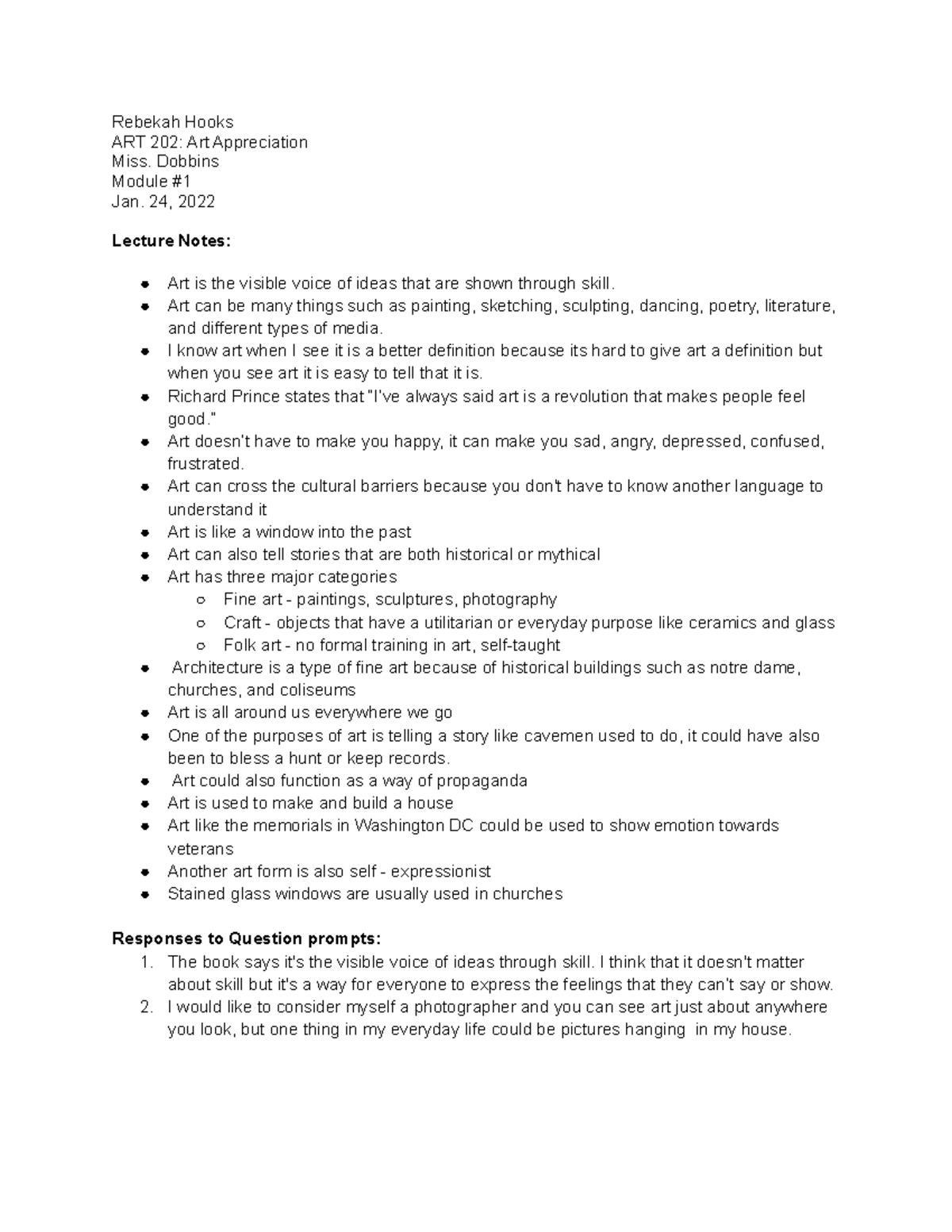 Untitled document - The first lecture notes from my online Art ...