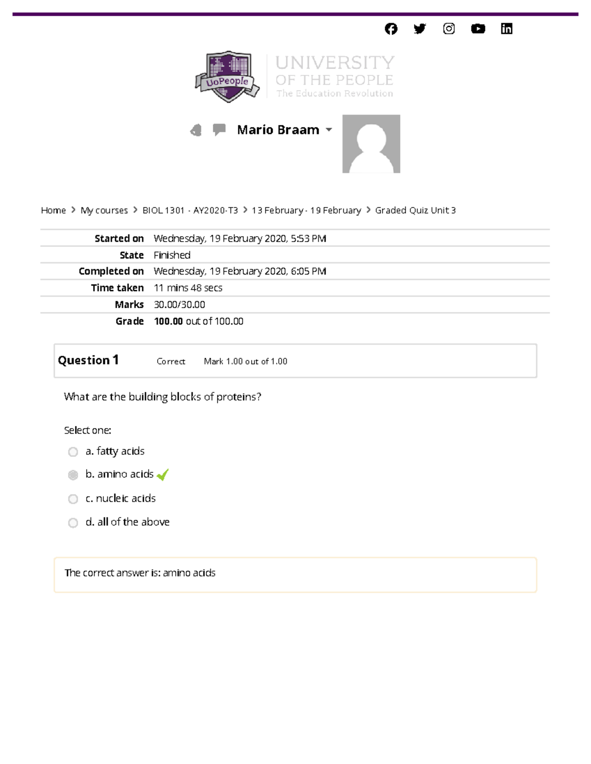 Graded Quiz Unit 3 Attempt review - Started on Wednesday, 19 February ...