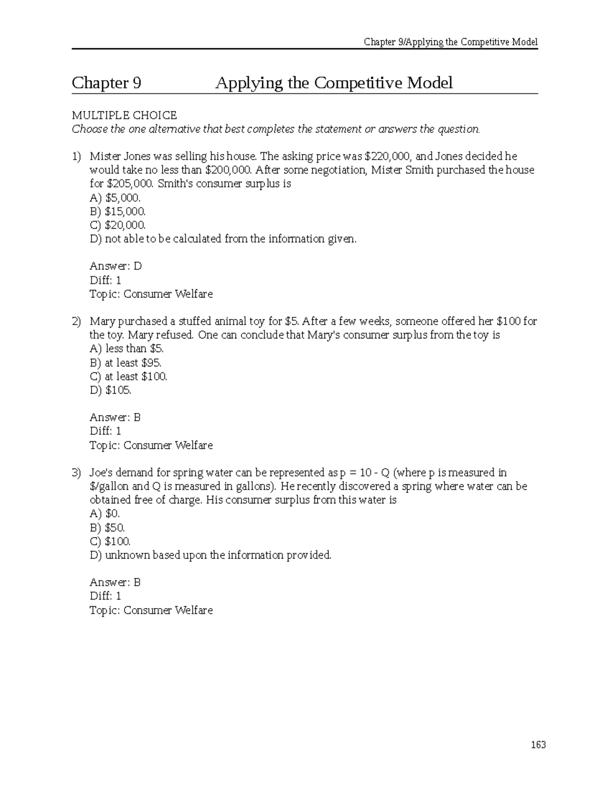 Tbch09 1 - Chapter 9 Applying the Competitive Model MULTIPLE CHOICE ...