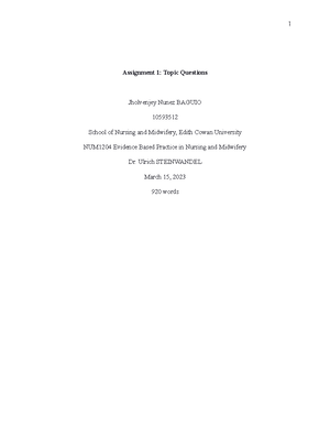 mini literature review assignment - NUM1204 - ECU - Studocu