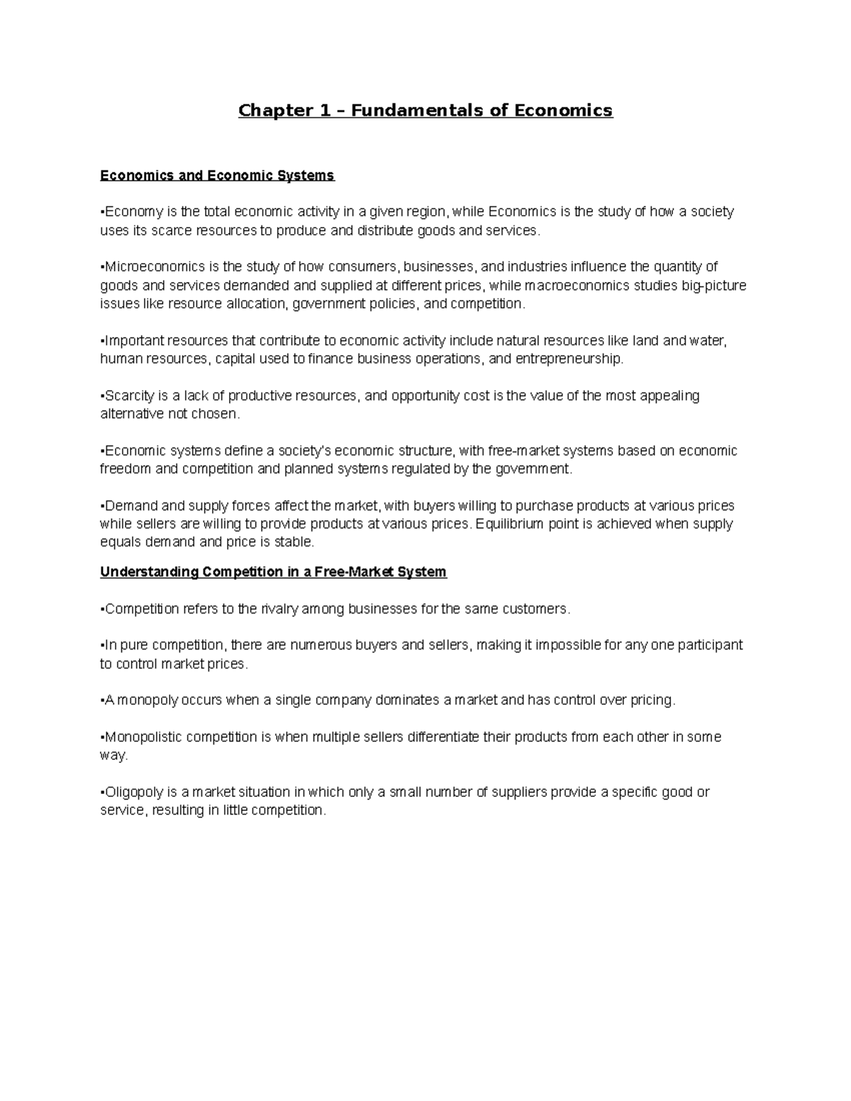 Chapter 1 – Fundamentals of Economics - Chapter 1 – Fundamentals of ...