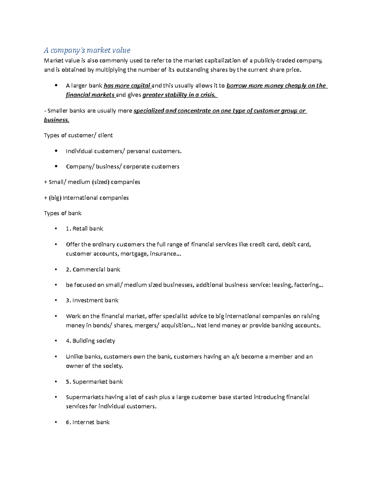 Kiến thức trọng tâm unit 1 e4 - A company’s market value Market value ...