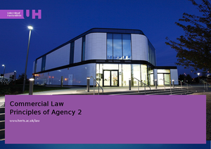 Agency I slides - Commercial Law Principles of Agency 1 Learning ...