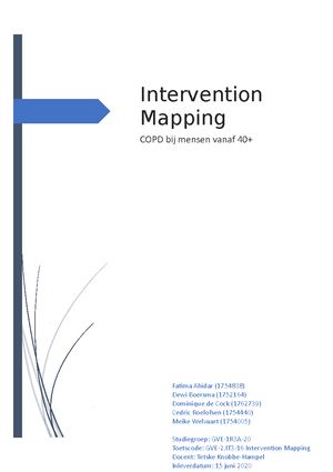 Intervention mapping COPD (IT3) - GVE-1- 16 INTERVENTION MAPPING Wat is ...