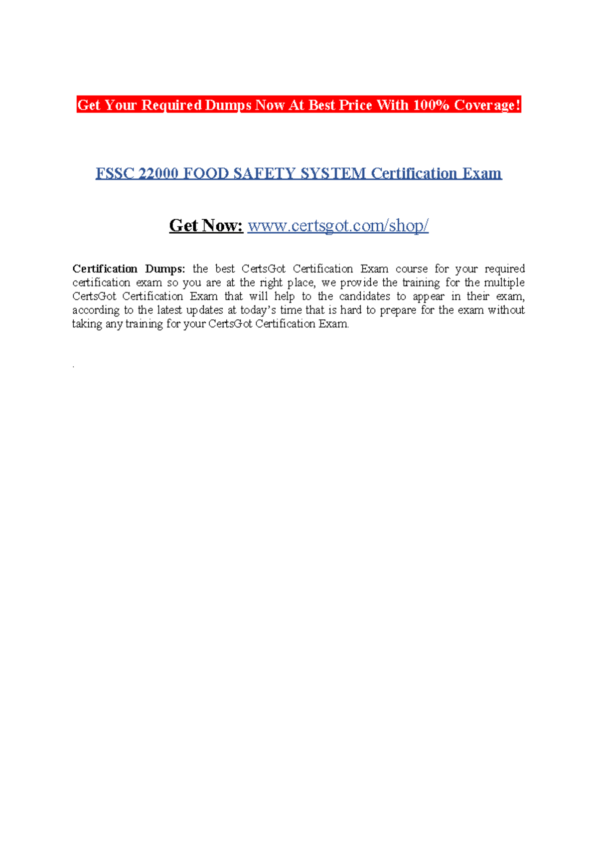 FSSC 22000 FOOD Safety System Certification Exam - Get Your Required ...