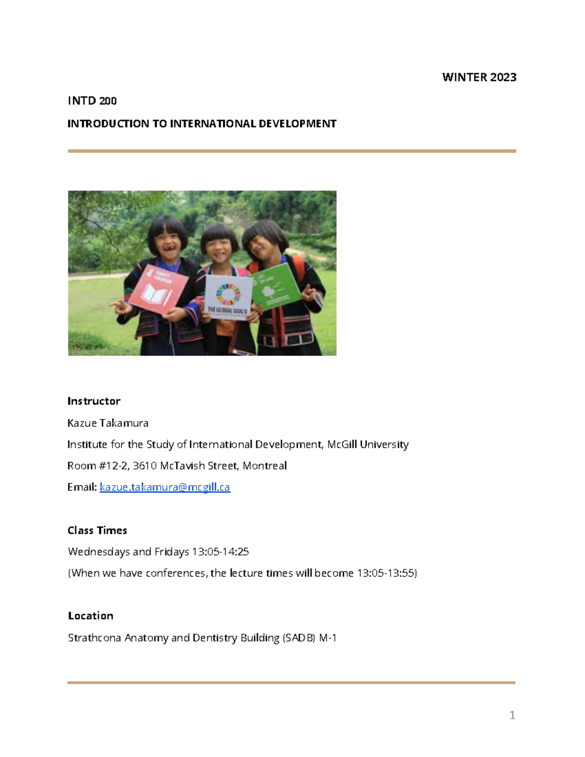 INTD 200 Introduction to International Development Winter 2023 Syllabus ...