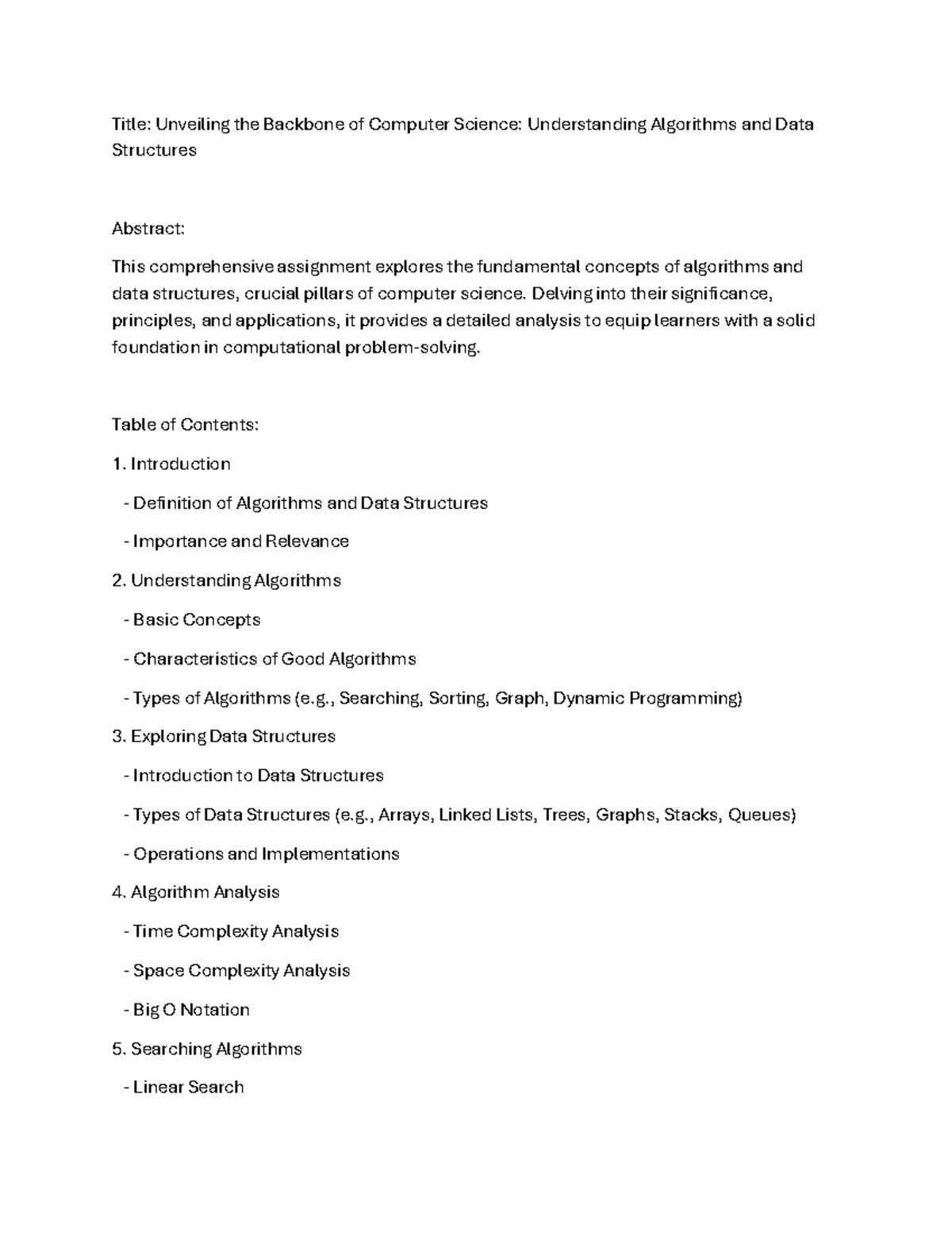 Understanding Algorithm and Data structures - Title: Unveiling the Backbone of Computer Science ...