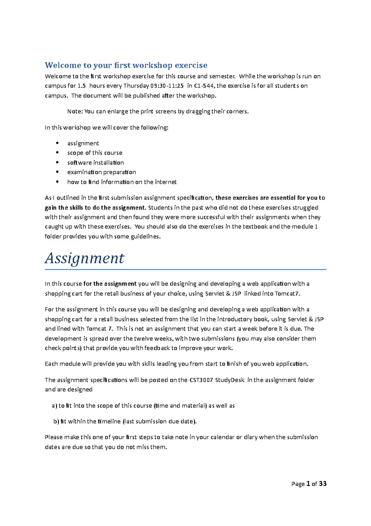 Module 1 - Workshop Instructions - Welcome to your first workshop ...