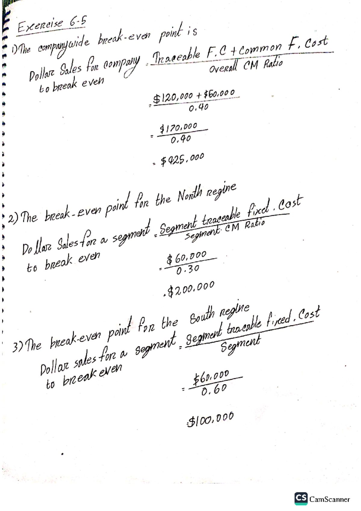 Managerial accounting HW 4 - Principles of Accounting - CamScanner ...