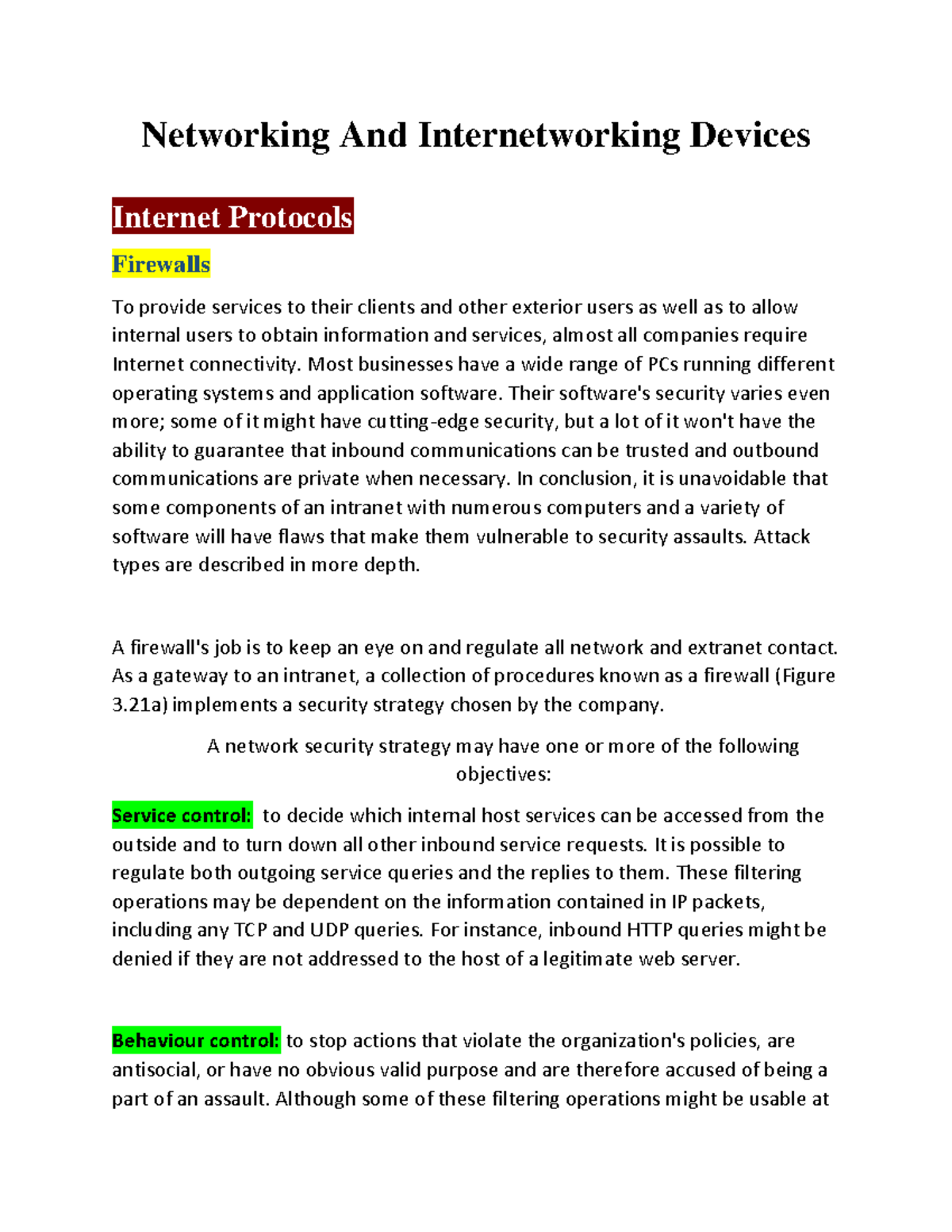 Internet Protocols - Firewalls - Networking And Internetworking Devices ...