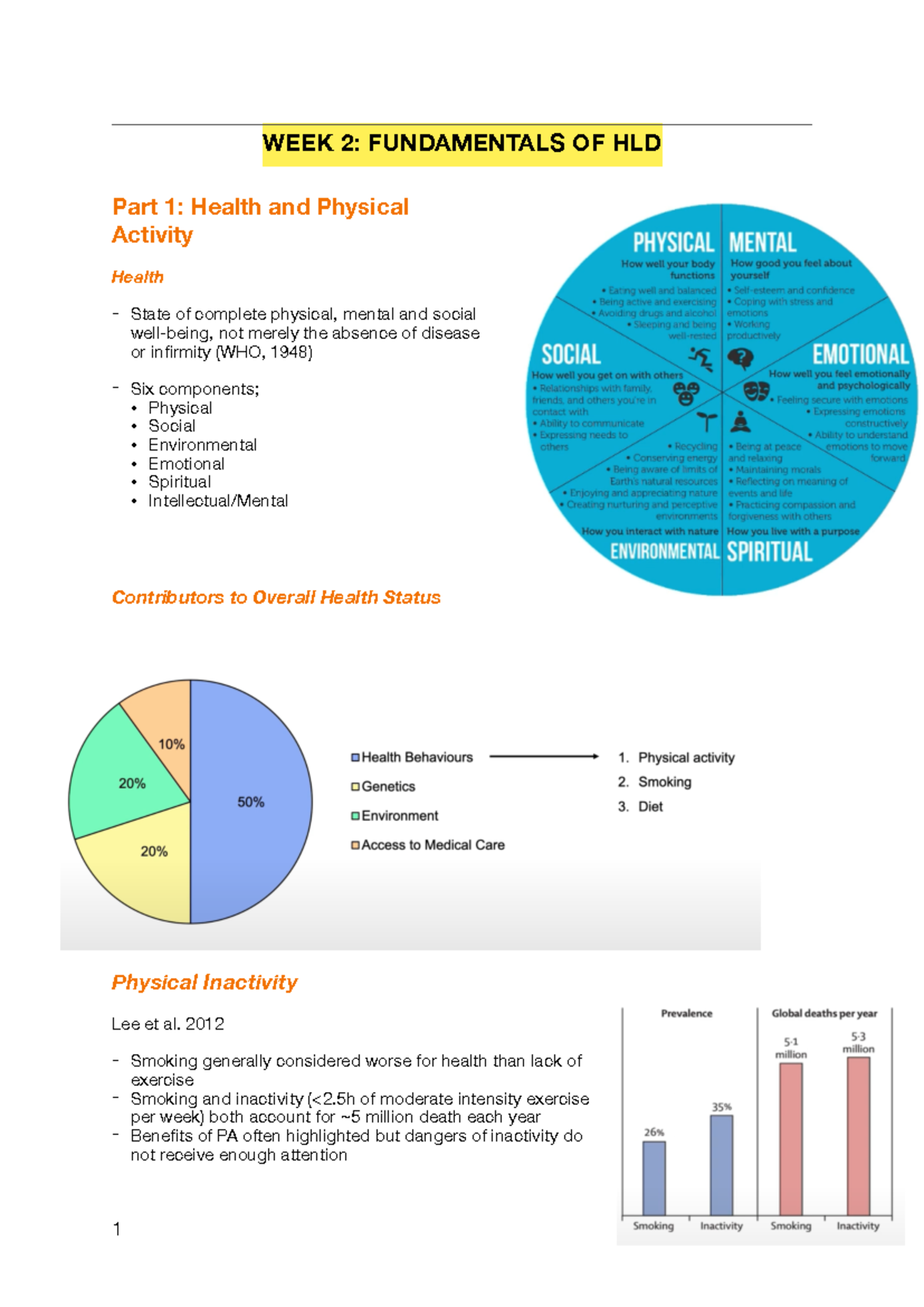 Health And Lifespan Development Notes Week 2 Fundamentals Of Hld Part 1 Health And Physical