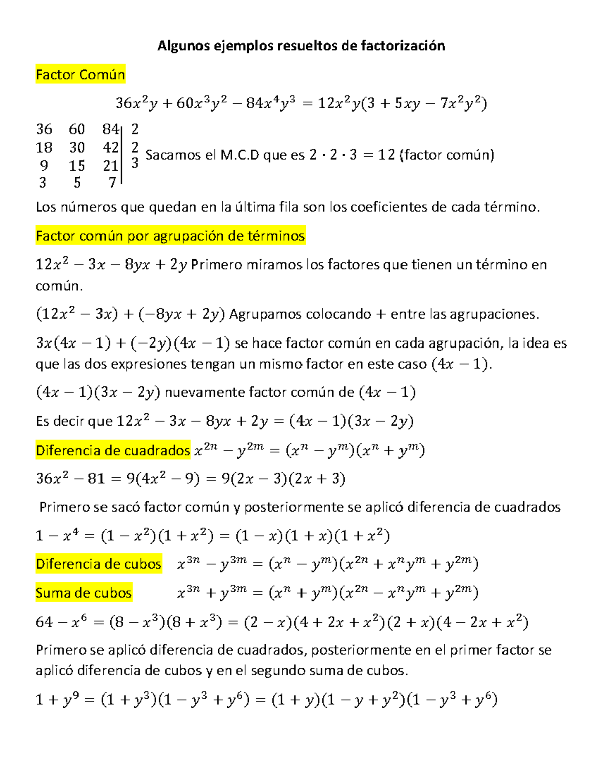 Factorización-1 - Warning: TT: undefined function: 32 Warning: TT: undefined function: 32 ...