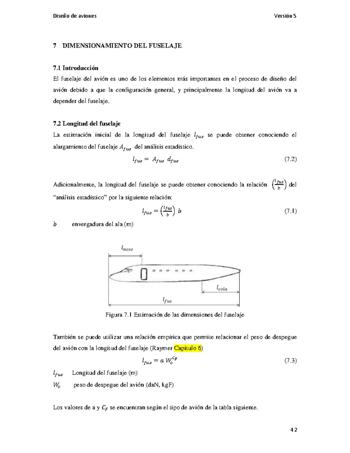 Proyecto Aeronaves Parte 3-v8A - 7 DIMENSIONAMIENTO DEL FUSELAJE 7 ...