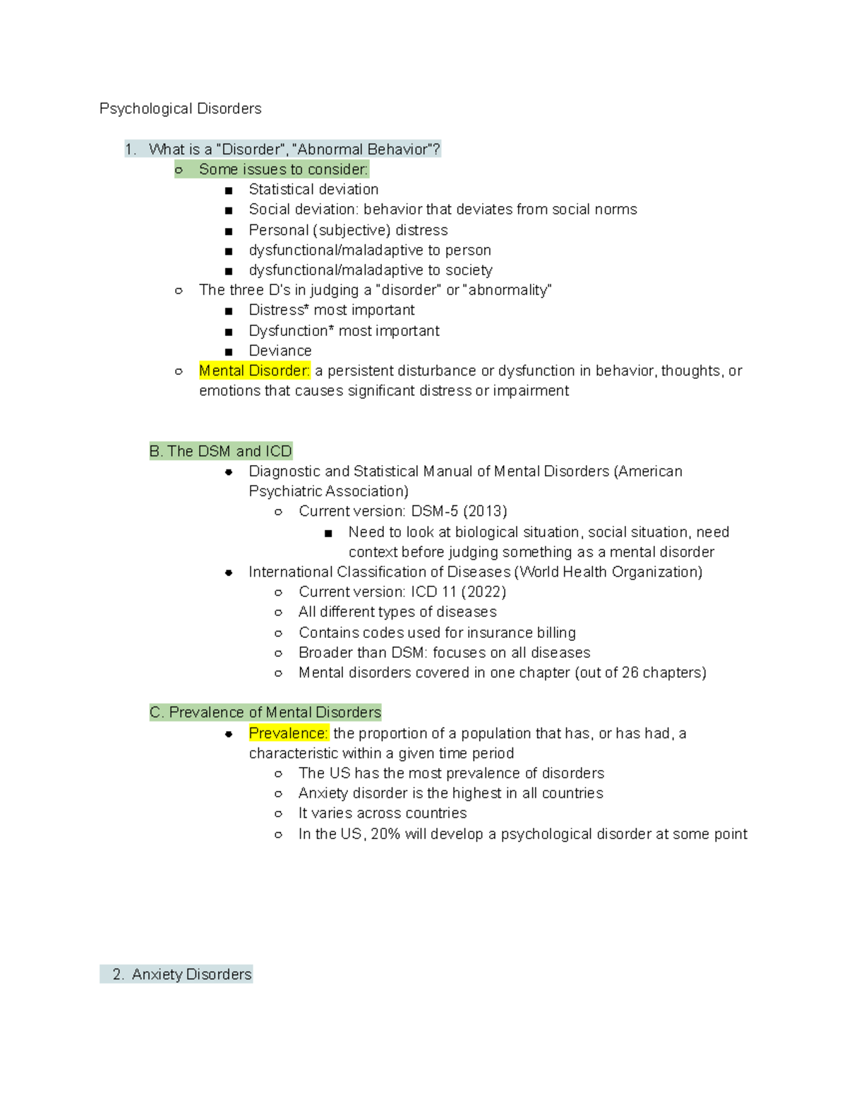 Psychological Disorders - Psychological Disorders What is a “Disorder ...