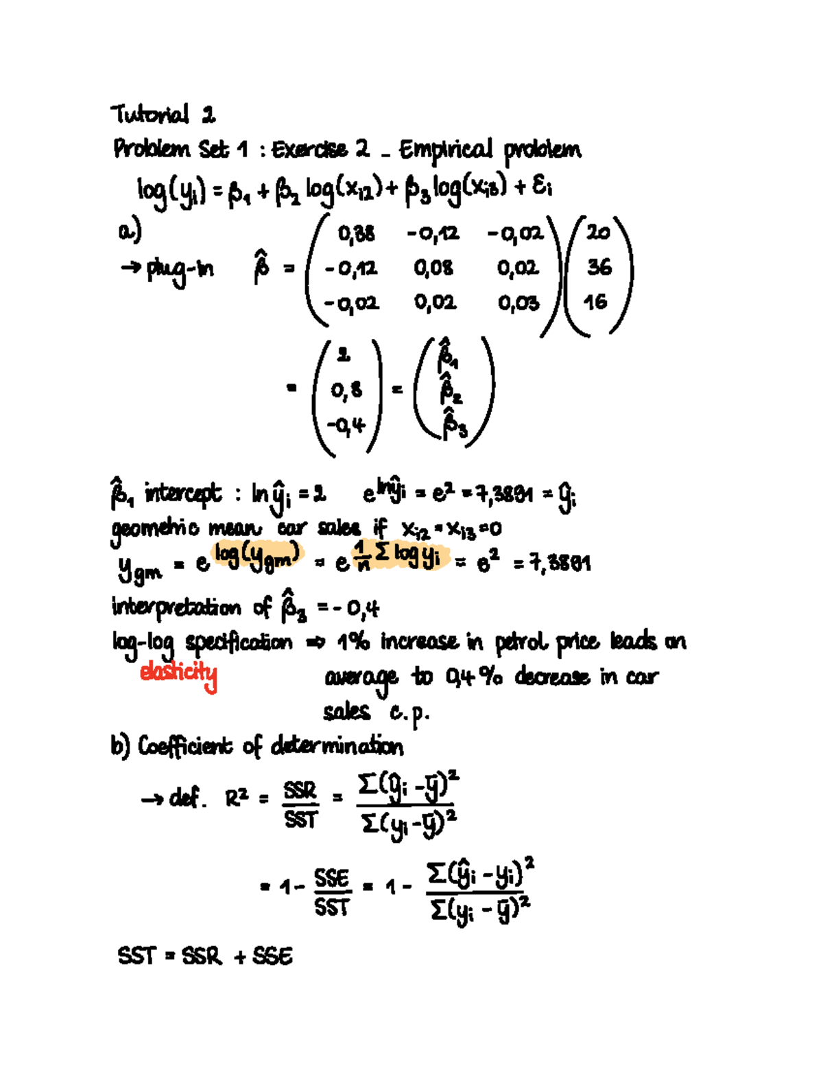 Econmethods tutorial 2 - Econometric Methods - Studocu