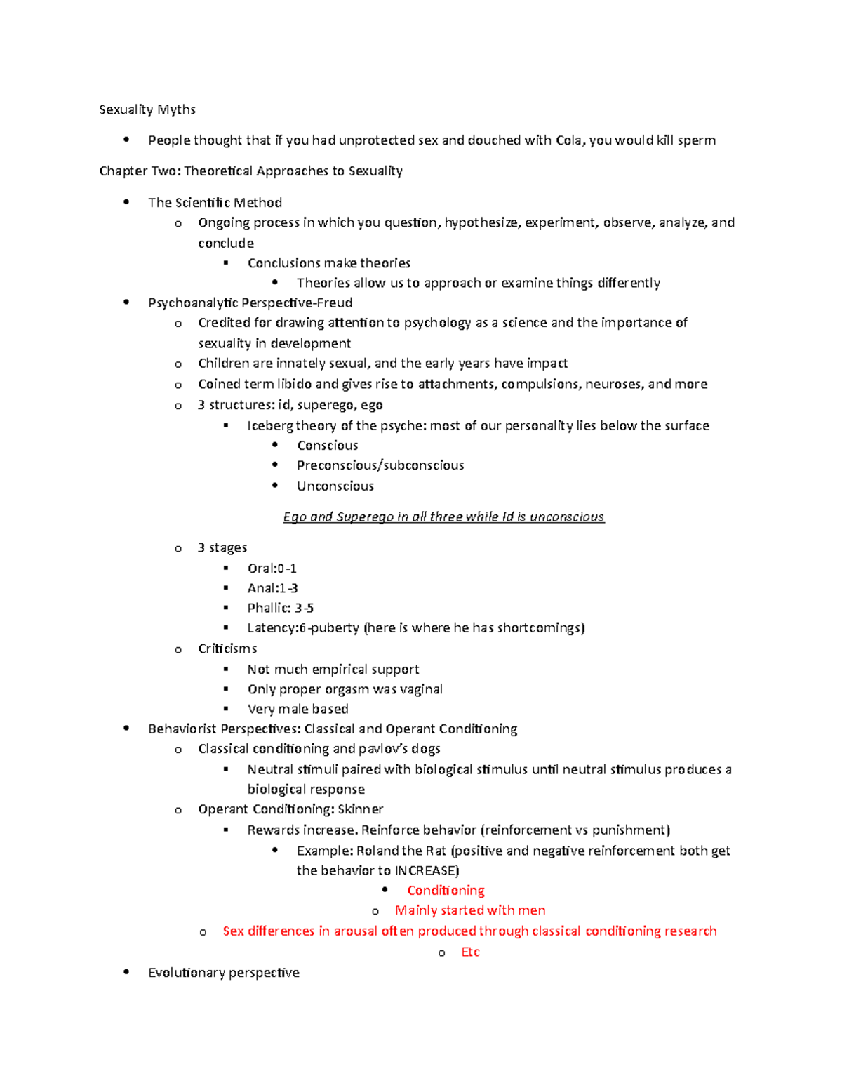 Intro Notes and Chapter 2 - Sexuality Myths People thought that if you ...