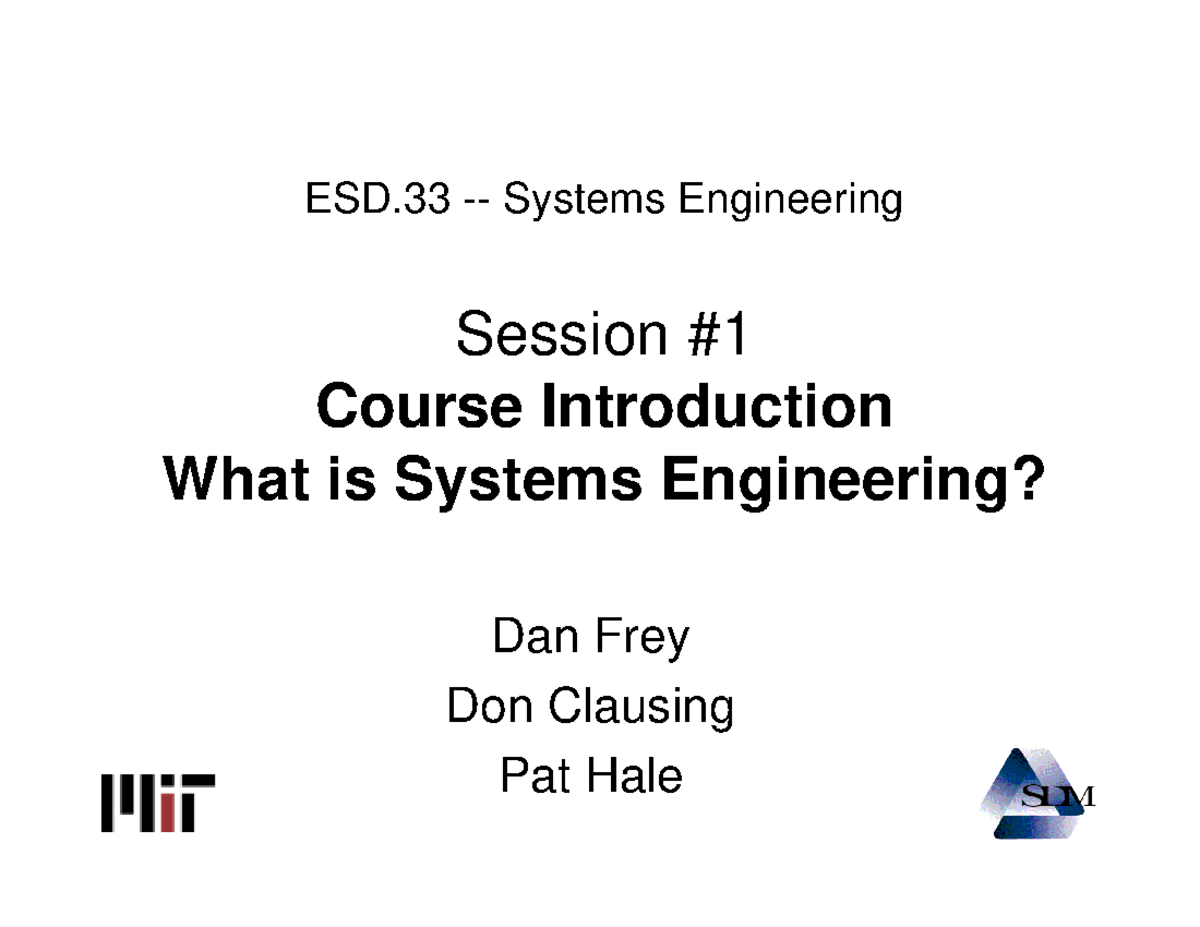 S1 cors intro v7 - ESD Systems Engineering Session Course Introduction ...