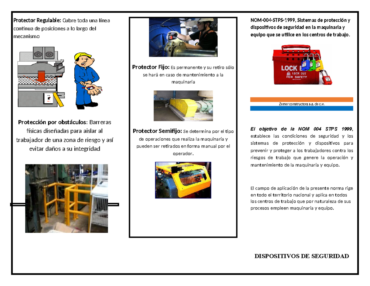 654813876 Triptico NOM 004 - Protector Regulable: Cubre toda una línea continua de posiciones a ...
