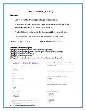 Unit 2 - Lesson 2 (Activity 2) - Unit 1 : Lesson 2 (Activity 2 ...