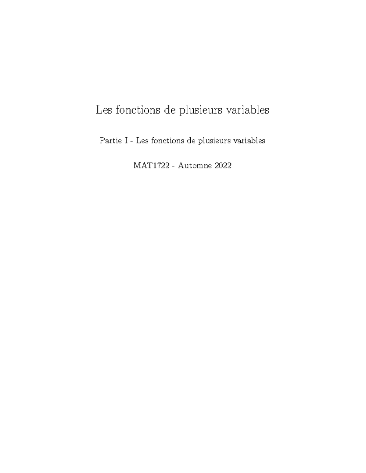 Les fonctions de plusieurs variables - Partie I - Les fonctions de ...