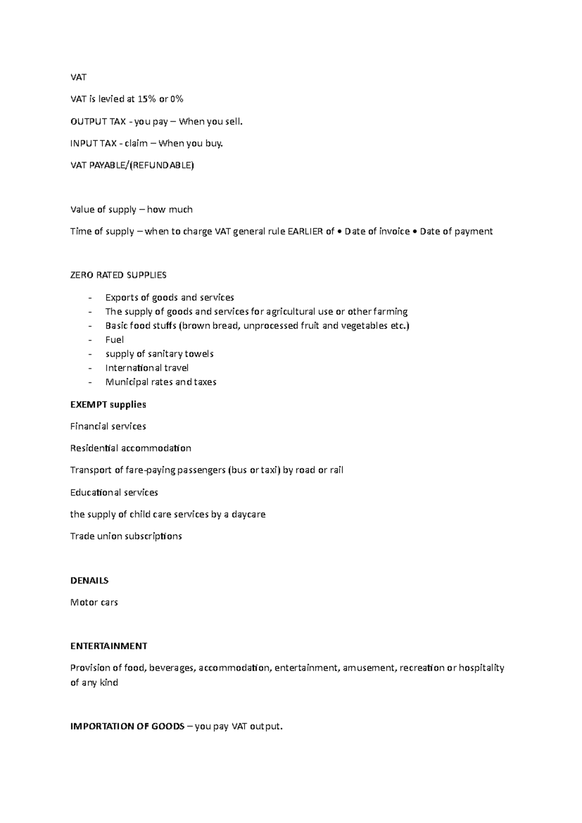 VATax - Practice questions and tutorials slides - VAT VAT is levied at ...