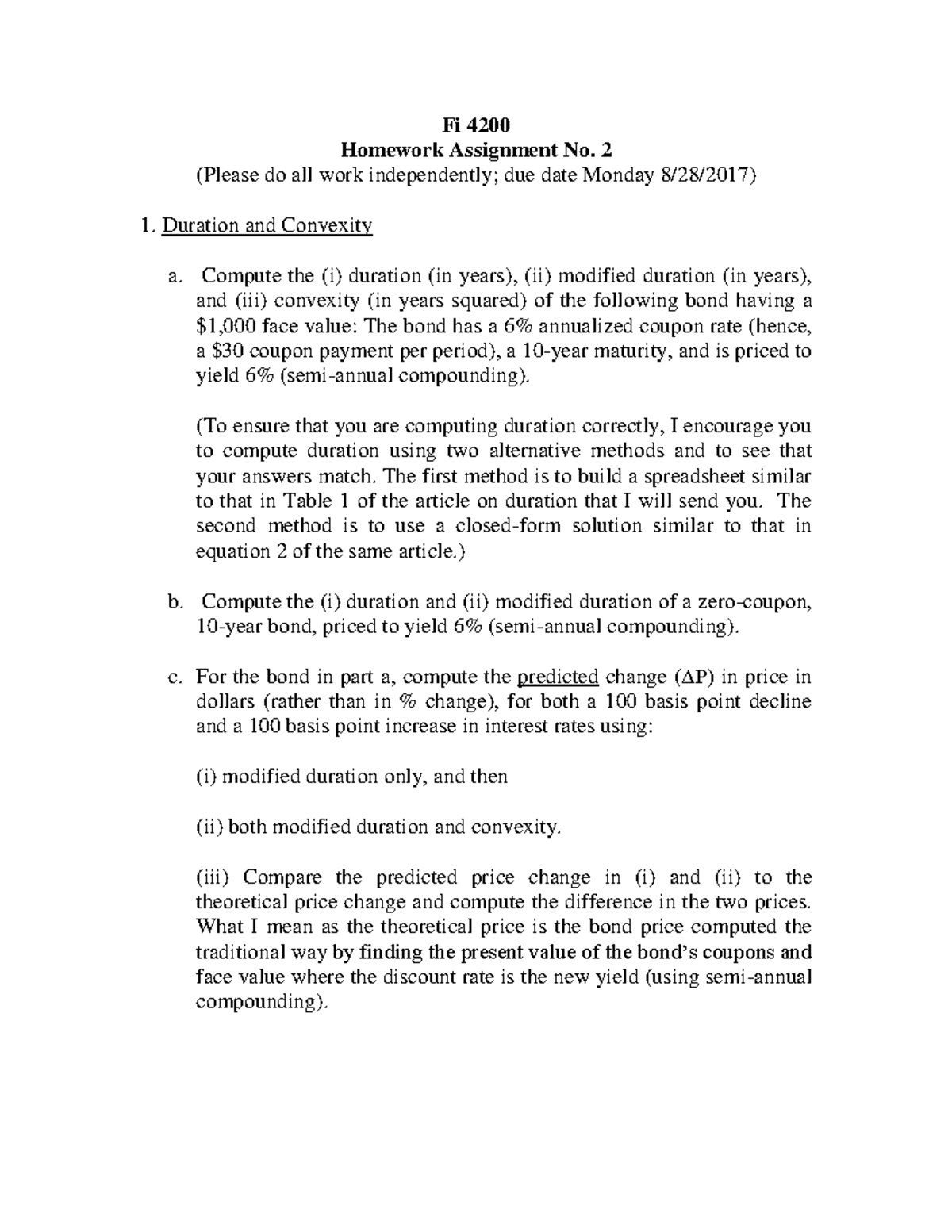 Homework assignment 2 - Fi 4200 Homework Assignment No. 2 (Please do ...