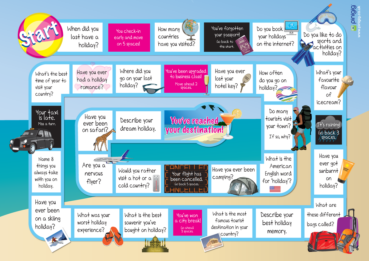 Holiday boardgame - ® pinigig.co It’s raining! Go back 3 spaces. You’ve ...