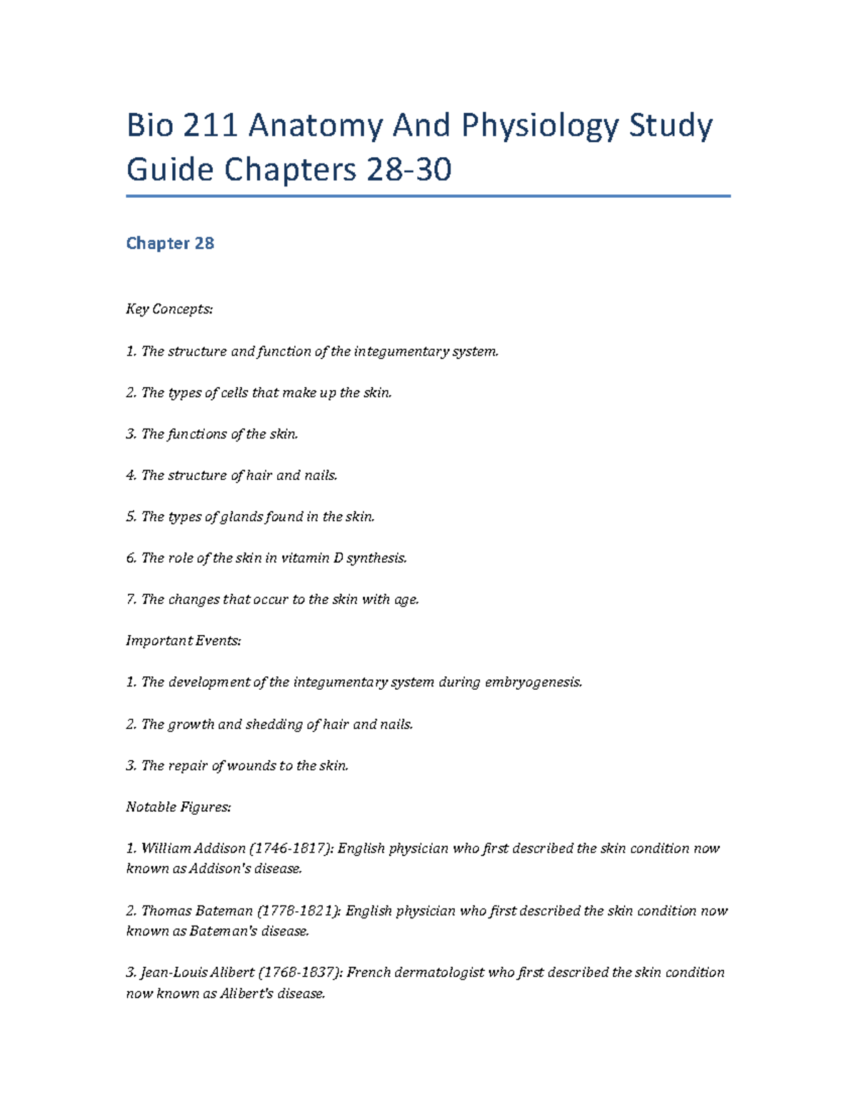 Bio 211 Anatomy And Physiology Study Guide Chapters 28-30 - Bio 211 ...