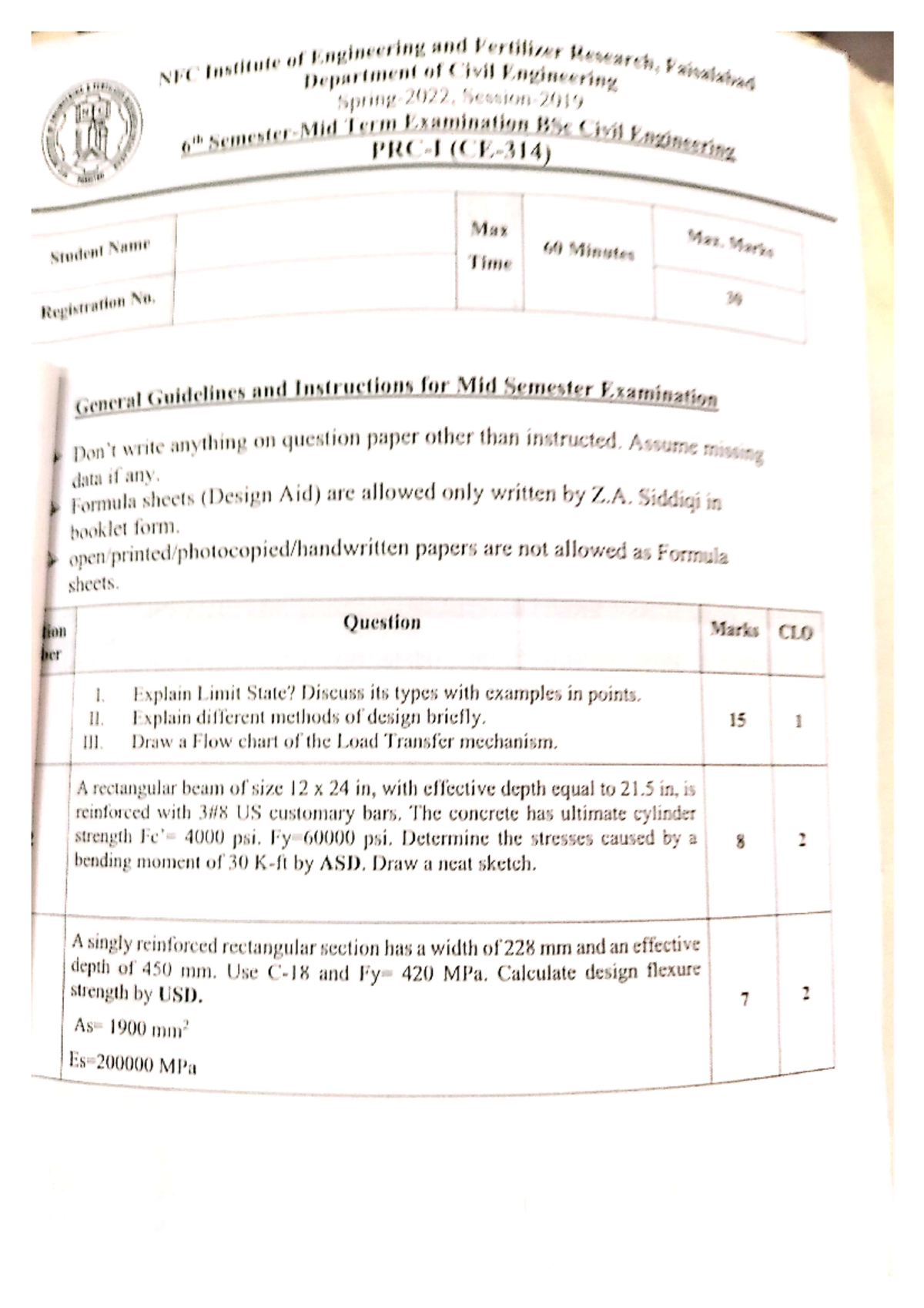 2018 Past Papers - Civil Engineering - civil engineering - Studocu
