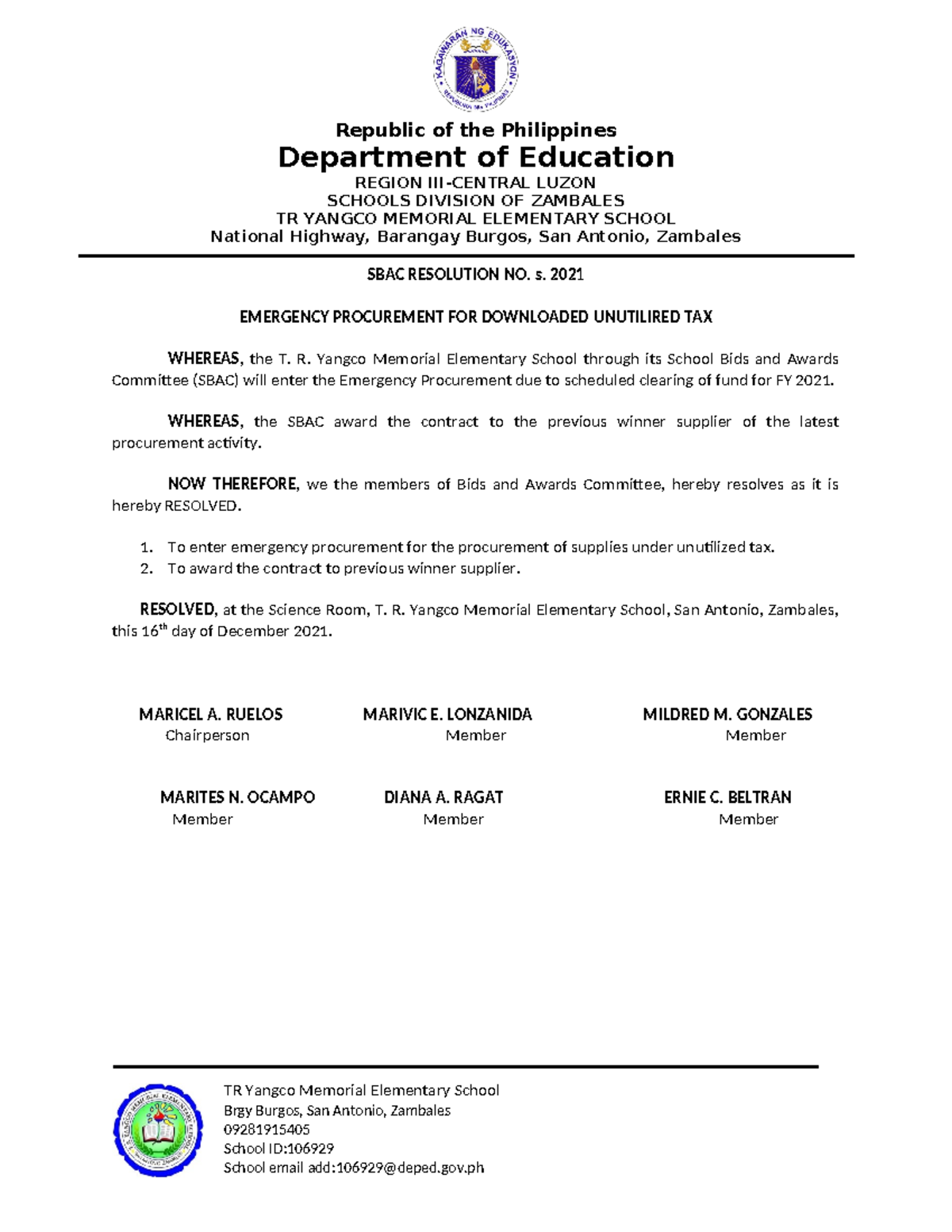 Emergency-Procurement - Republic of the Philippines Department of ...