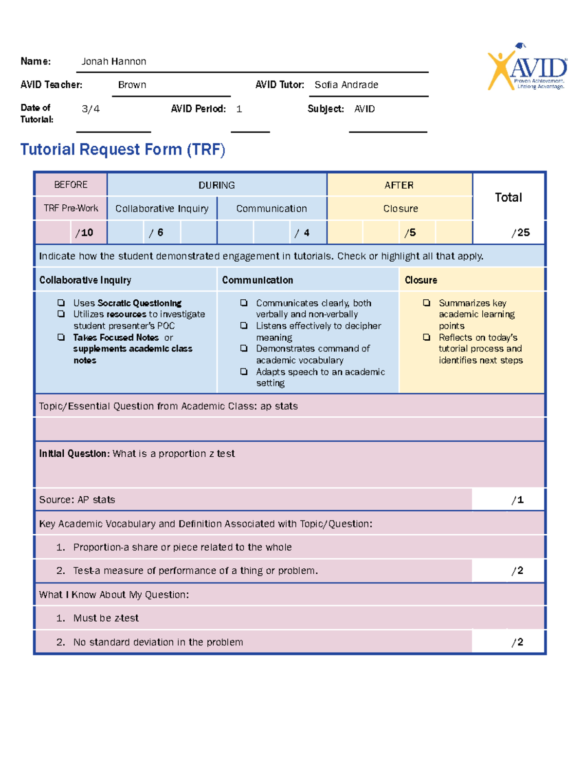 Copy of p#1 (3 4)Jonah Hannon - Name: Jonah Hannon AVID Teacher: Brown ...
