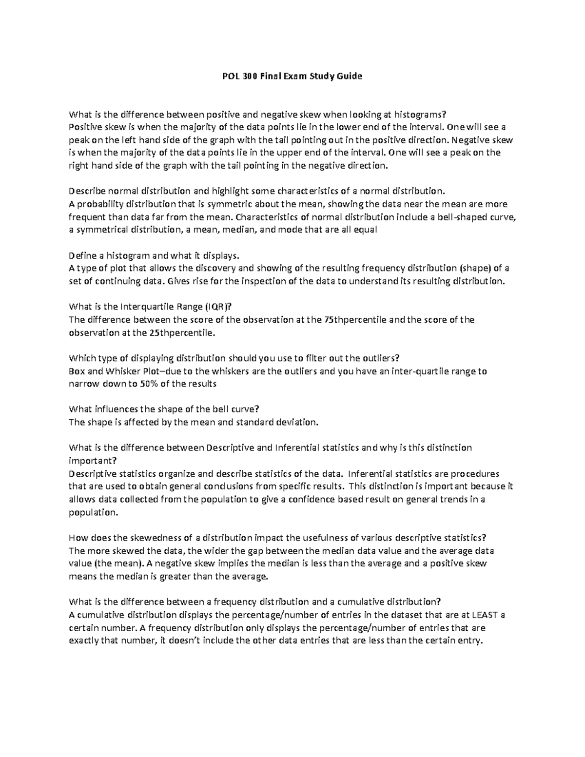 POL 300 Study Guide - POL 300 Final Exam Study Guide What is the ...