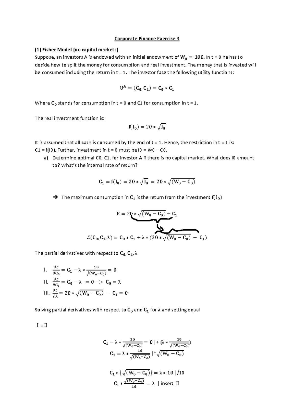 Fisher Theorem + Hirshleifer Case Exercise - Corporate Finance Exercise ...