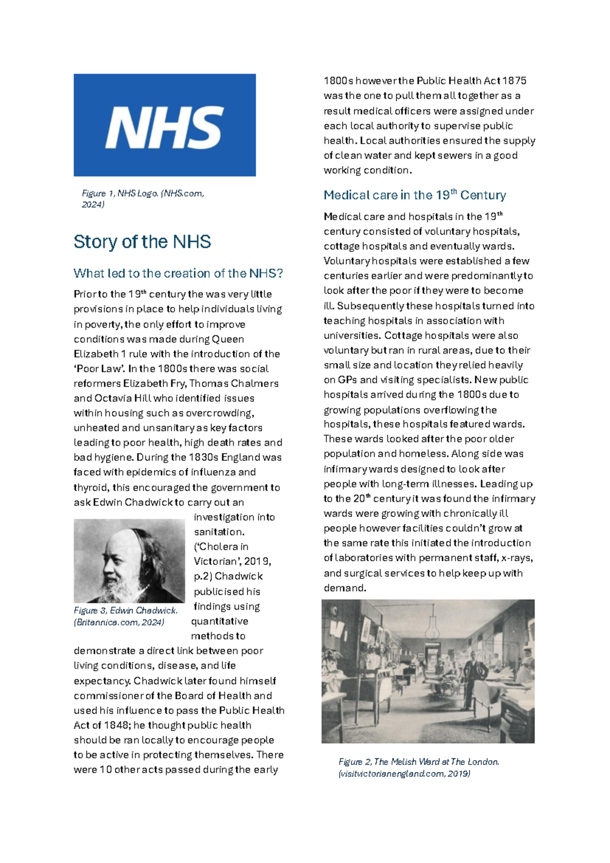 Unit 6 assigment - Story of the NHS What led to the creation of the NHS ...